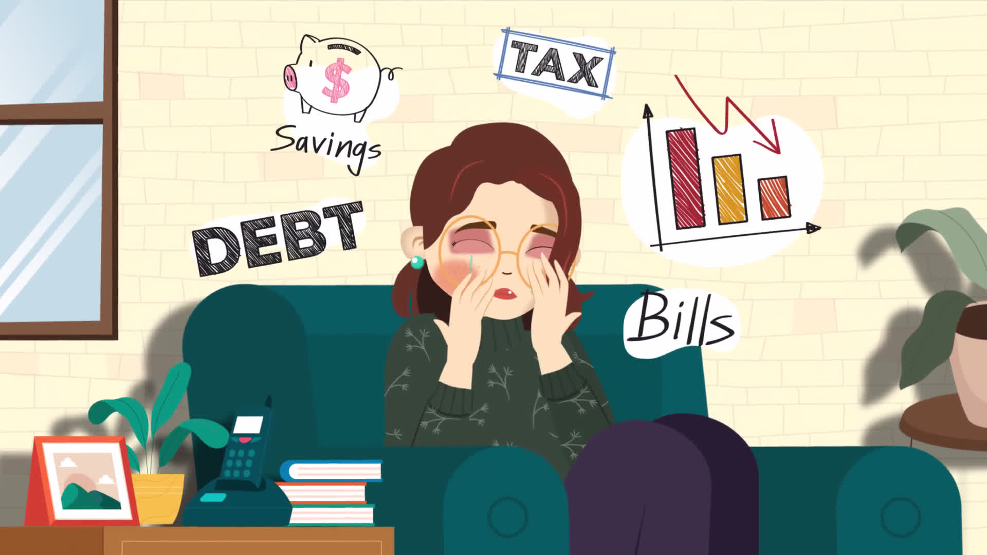 Man Surrounded By Financial Worries On Alpha • Motion Graphics Template ...