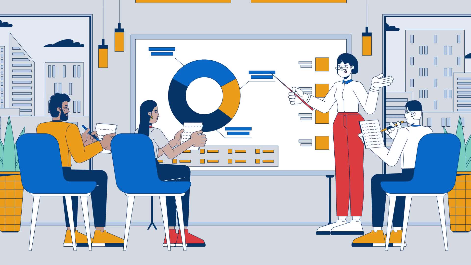 Corporate Teamwork Line 2D Animation • Motion Graphics Template • Uppbeat