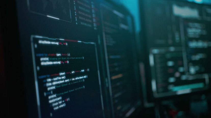 Hacker Eating and Coding on Multiple Monitors • Stock Video on Uppbeat