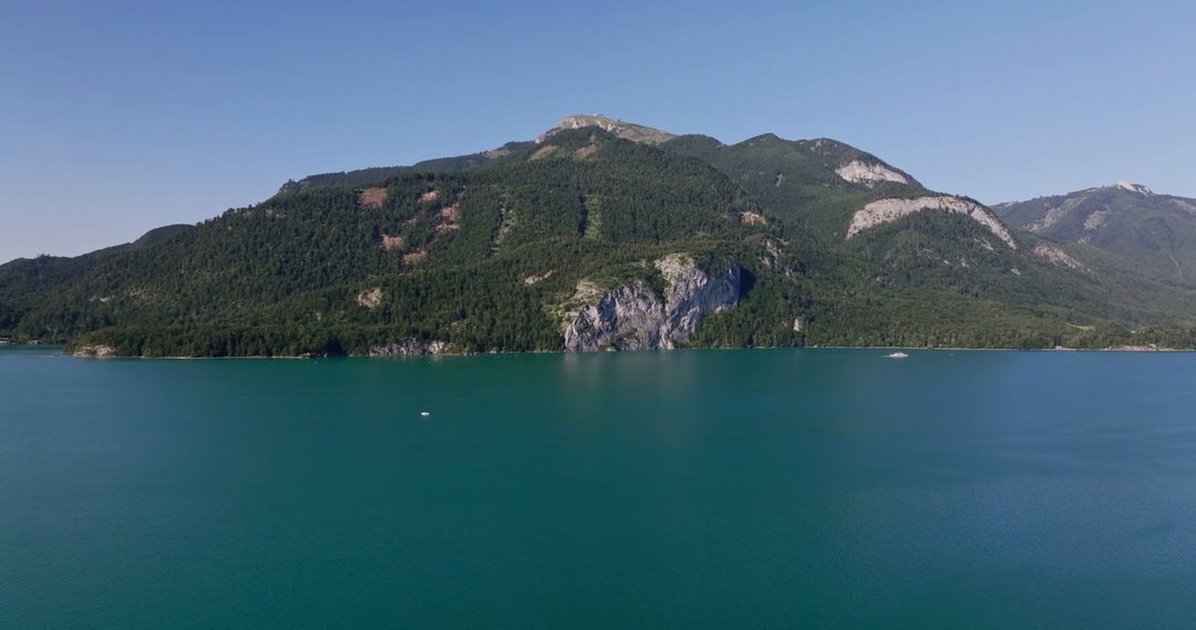 Aerial View of Lake Wolfgang and St. Gilgen Town • Stock Video on Uppbeat