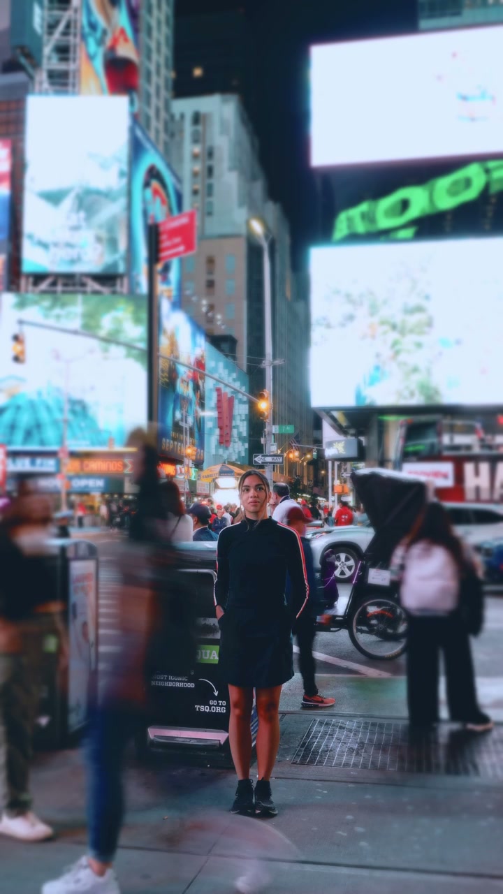 Couple Holding Hands in Blurry Times Square Crowd • Stock Video on Uppbeat