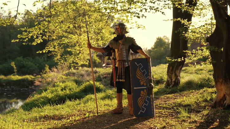 Roman Gladiators Fighting with Spear and Shield • Stock Video on Uppbeat
