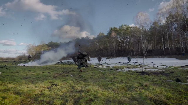 Soldiers Firing Mortar in a Winter Trench • Stock Video on Uppbeat