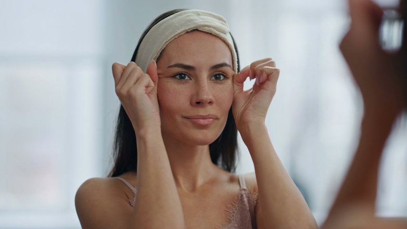 Woman Using Rose Quartz Face Roller • Stock Video on Uppbeat