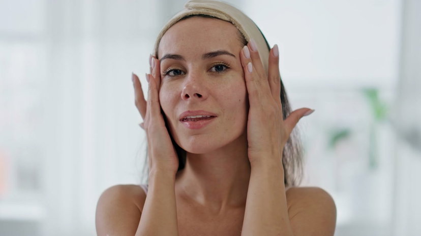 Woman Using Rose Quartz Face Roller • Stock Video on Uppbeat