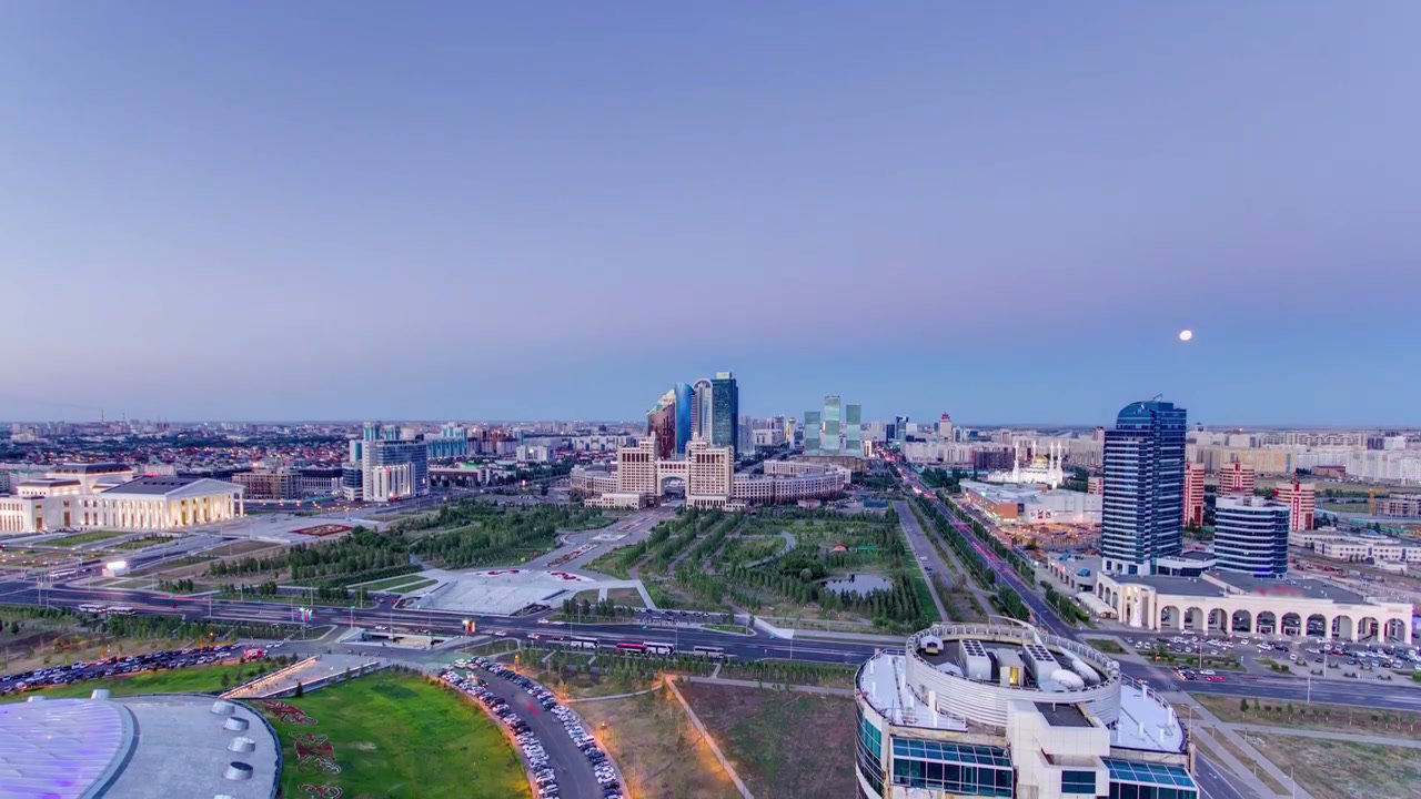 Astana City Skyline and Park at Sunset • Stock Video on Uppbeat
